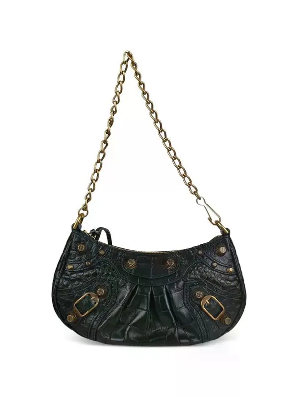 Balenciaga Crocodile-embossed Leather Shoulder Bag