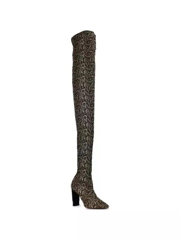 Saint Laurent Moon Python-print Boots
