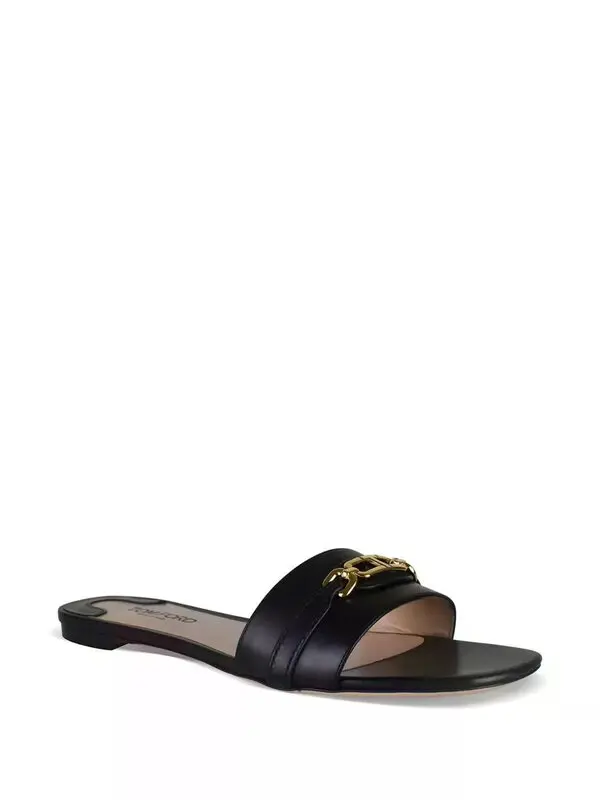 TOM FORD Whitney Chain Leather Sandals - Black