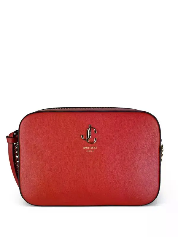 JIMMY CHOO Logo Chain Leather Shoulder Bag - Red