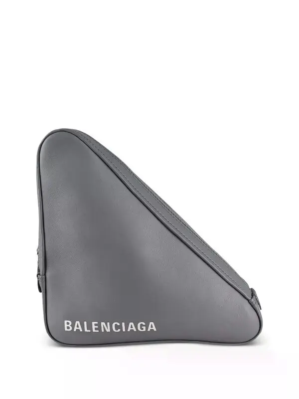 Balenciaga Triangle Leather Clutch Bag - Grey
