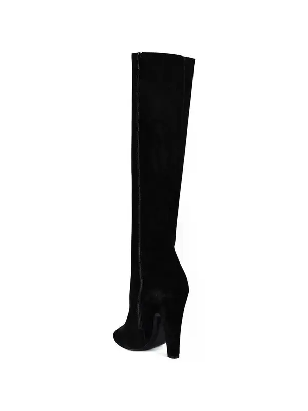 Saint Laurent Suede Almond Toe Zip Up Boots