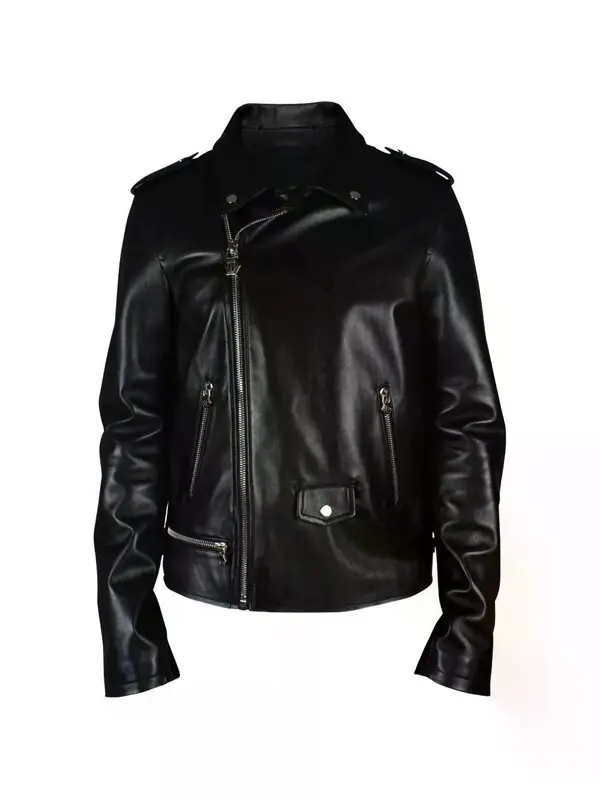 Philipp Plein Asymmetric Zip Leather Biker Jacket