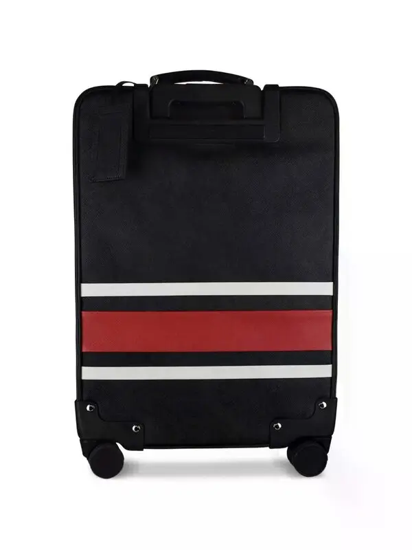 Prada Striped Logo Leather Suitcase