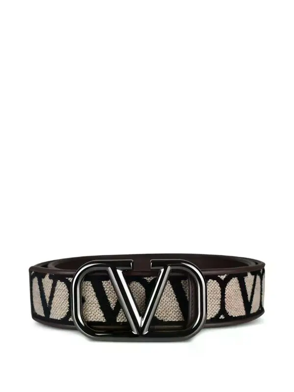 Valentino Garavani Vlogo Monogram Canvas Belt - Neutrals