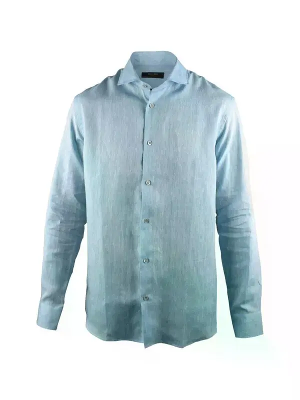 MOORER Buttoned Long-sleeved Shirt - Blue