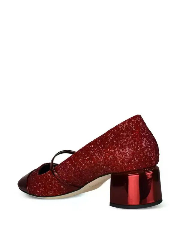 JIMMY CHOO Elisa Glitter Square-toe Pumps