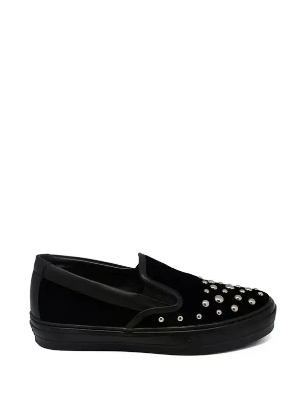 FERRAGAMO Stud-embellished Velvet Loafers