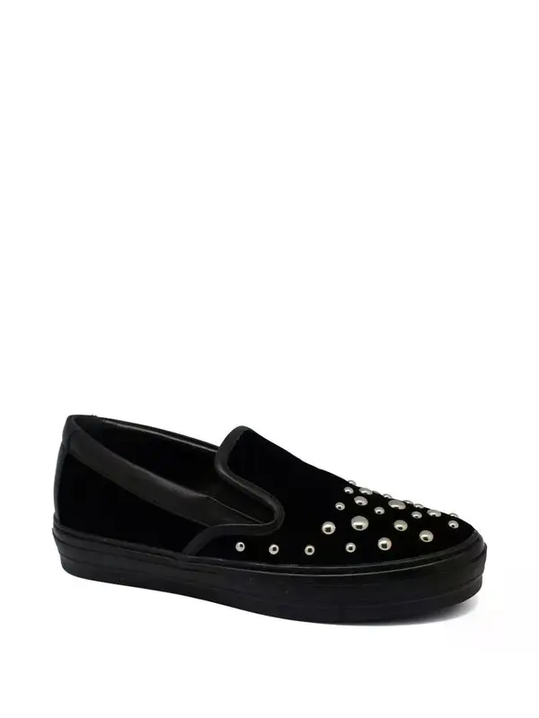 FERRAGAMO Stud-embellished Velvet Loafers