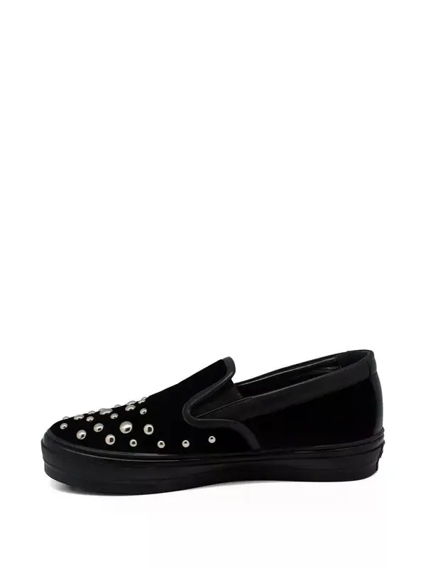 FERRAGAMO Stud-embellished Velvet Loafers