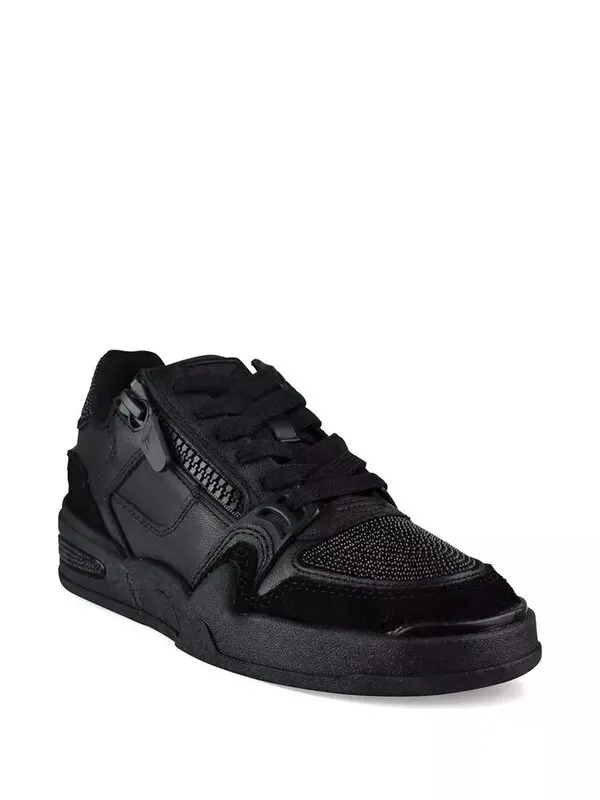 GIUSEPPE ZANOTTI Rhinestone Zip Leather Sneakers
