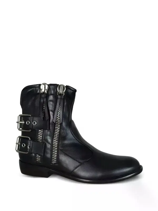 GIUSEPPE ZANOTTI Leather Buckle-strap Zip Boots