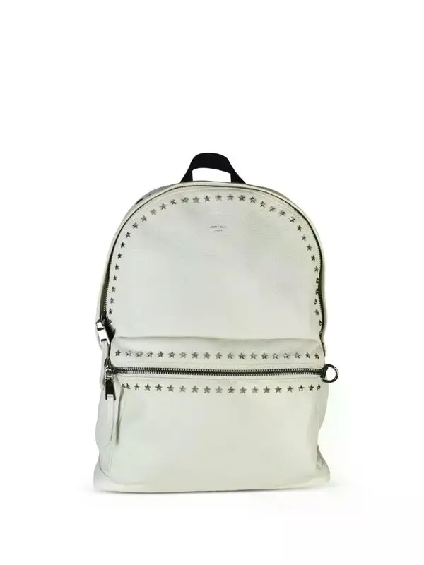 JIMMY CHOO Metallic Star Leather Backpack - White