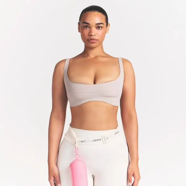 SKIMS Seam Front Micro Bra | White | Small | Nike Studio Stretch - Linen
