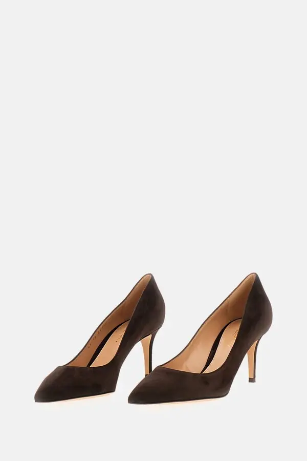 GIANVITO ROSSI Décolleté 70 Suede Pumps - Brown