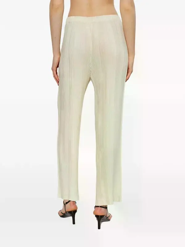 Issey Miyake Cream Plissé Effect Trousers