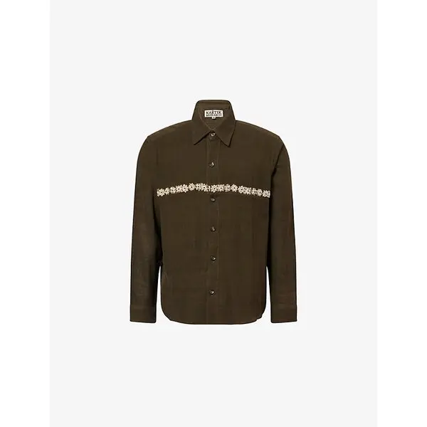 KARTIK RESEARCH Double Layer Bead Embroidered Cotton Shirt