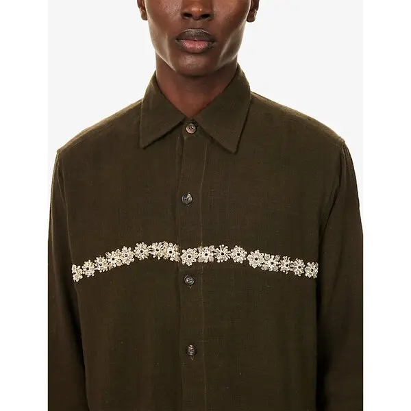KARTIK RESEARCH Double Layer Bead Embroidered Cotton Shirt