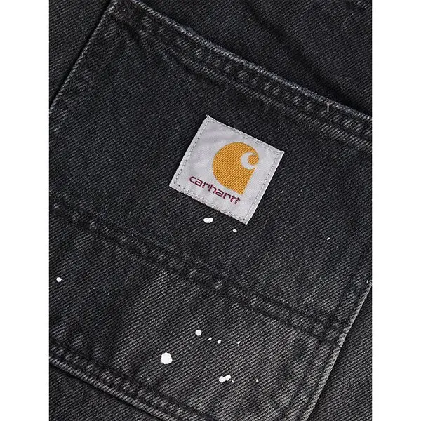 Carhartt Work In Progress Logo Patch Paint Splatter Denim Tote Bag - Black