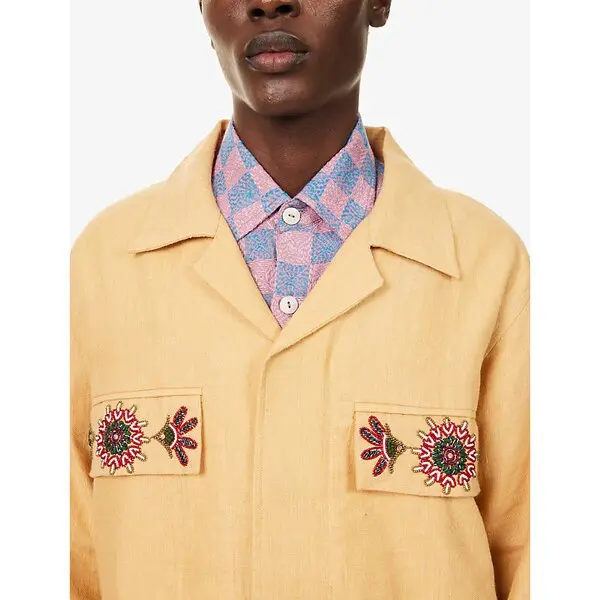 KARTIK RESEARCH Jaisalmer Bead-embroidered Linen Jacket