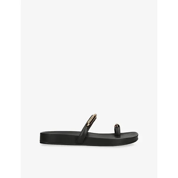 Dolce Vita Sayah Leather Sandals With Gold-toned Hardware - Black