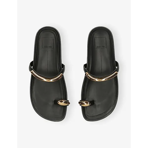 Dolce Vita Sayah Leather Sandals With Gold-toned Hardware - Black