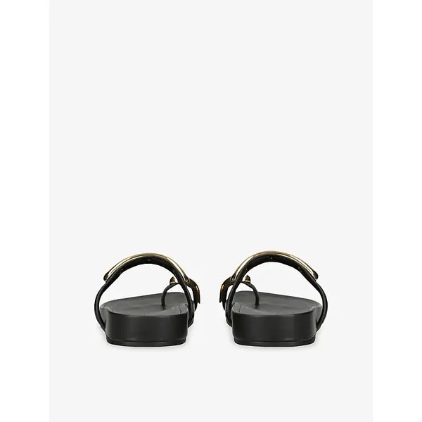 Dolce Vita Sayah Leather Sandals With Gold-toned Hardware - Black