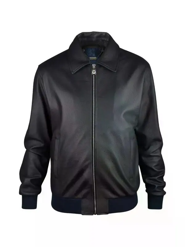 BILLIONAIRE Logo Plaque Leather Jacket