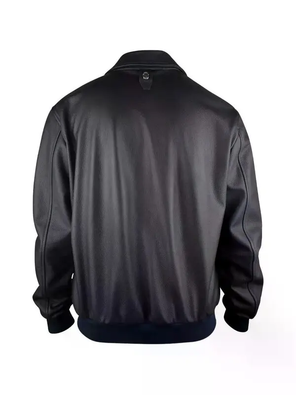 BILLIONAIRE Logo Plaque Leather Jacket