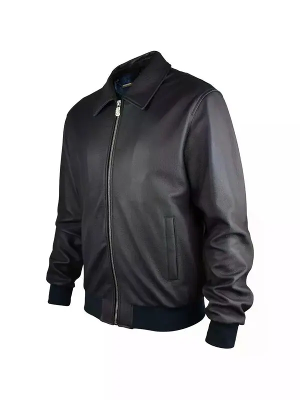 BILLIONAIRE Logo Plaque Leather Jacket