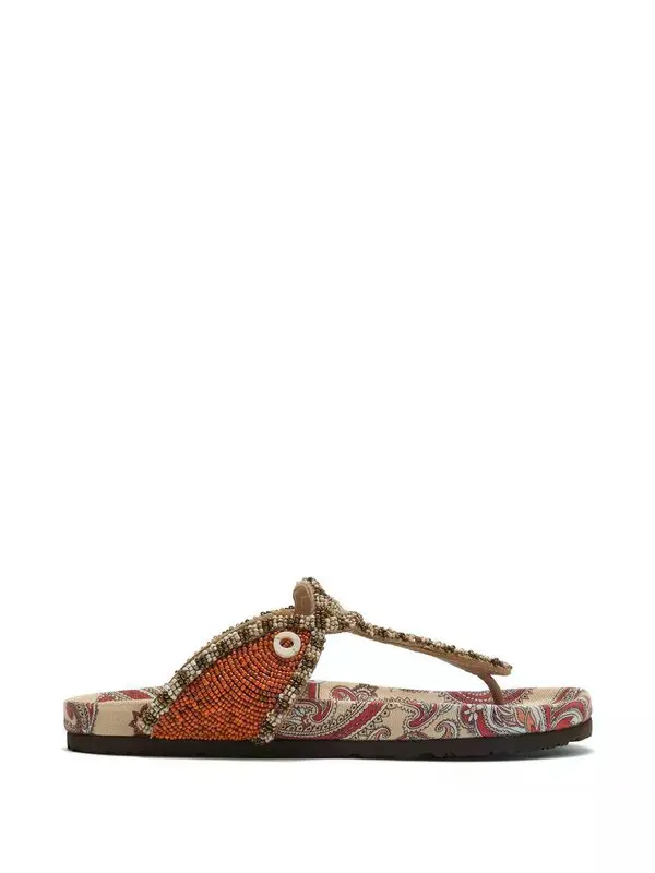 Malìparmi Beaded Paisley Print Sandals - Neutrals