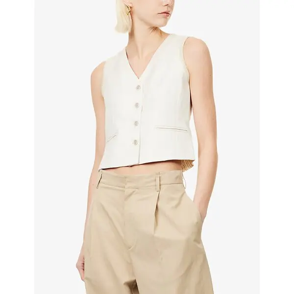Max Mara V-neck Cable Knit Linen Vest