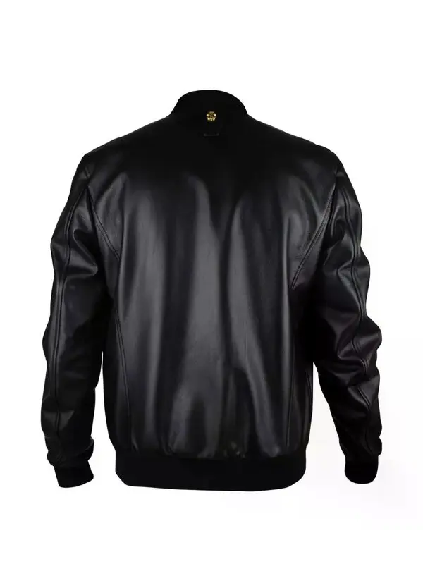 BILLIONAIRE Logo Patch Leather Jacket