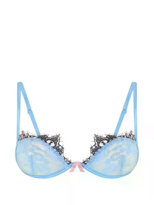 Attico Lace-trim Bow-detail Bra - Blue