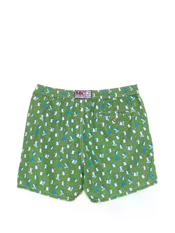 MC2 SAINT BARTH Penguin Print Swim Shorts - Green