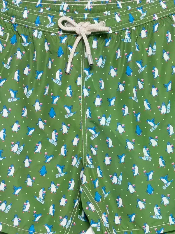 MC2 SAINT BARTH Penguin Print Swim Shorts - Green