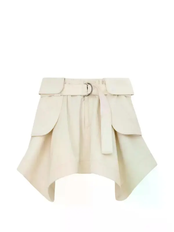 Loewe Belted Cotton Mini Skirt - Neutrals