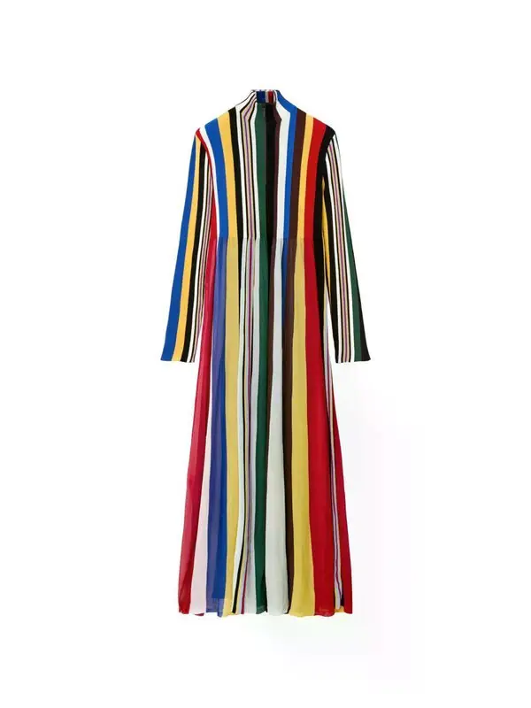 Loewe Striped Long-sleeve Maxi Dress - Red