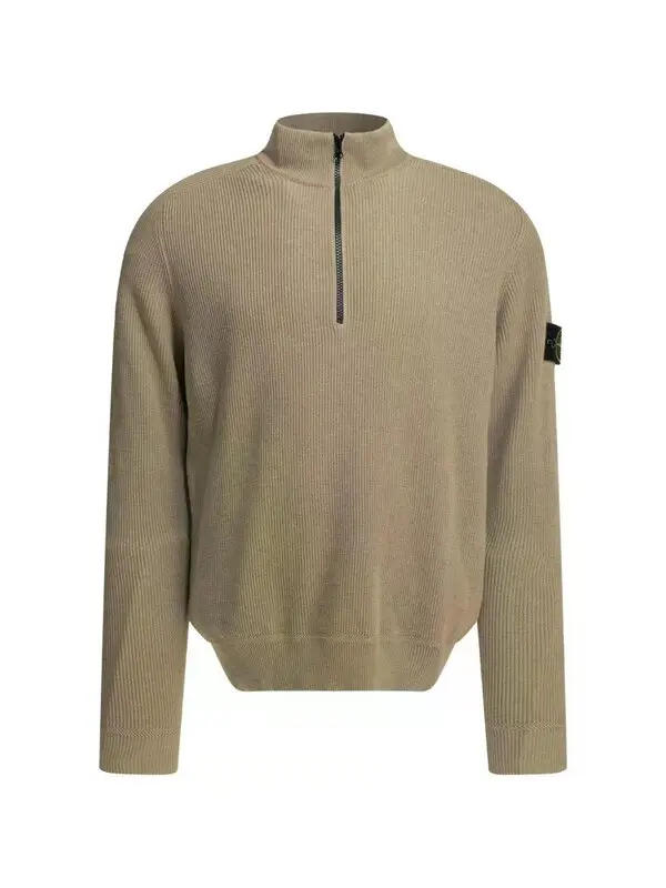 Stone Island Ribbed Knit Quarter-zip Sweatshirt