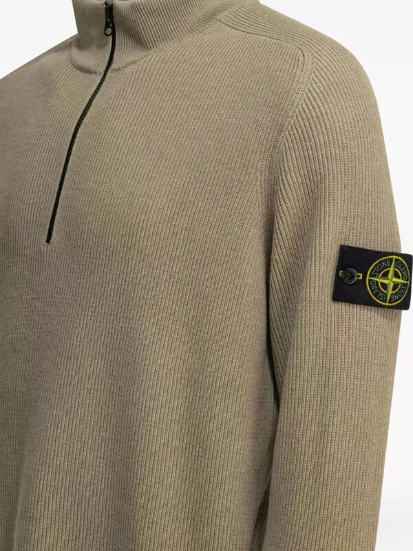 Stone Island Ribbed Knit Quarter-zip Sweatshirt