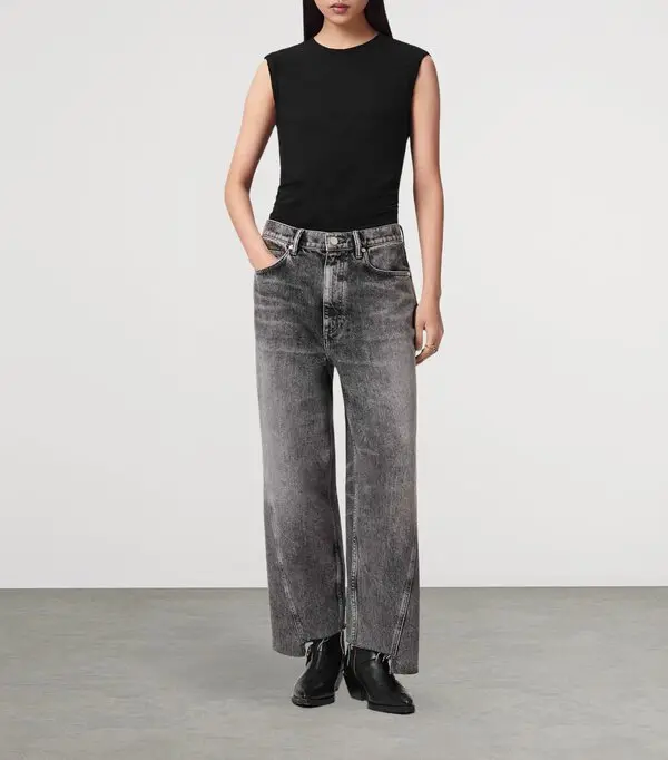 ALLSAINTS Fox Asymmetrical Wide-leg Jeans - Black