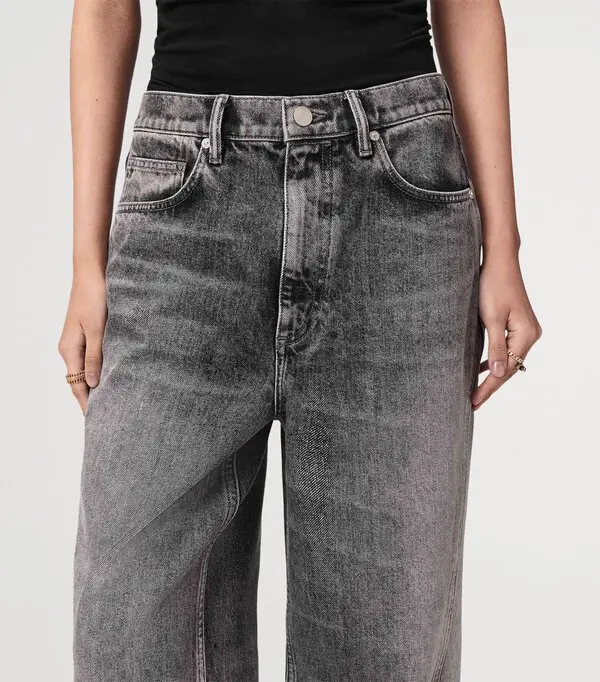 ALLSAINTS Fox Asymmetrical Wide-leg Jeans - Black