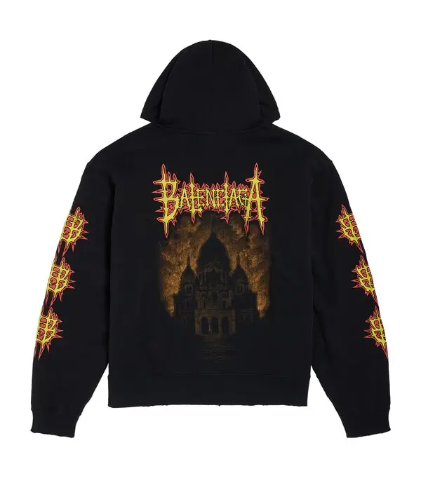 Balenciaga Sacré Cœur Logo Zip-up Hoodie - Black