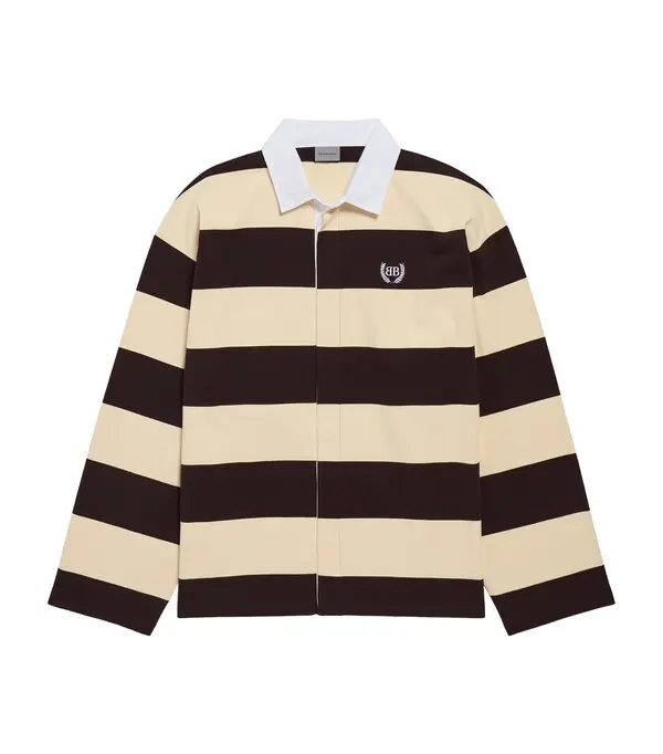 Balenciaga Striped Long-sleeve Polo Shirt - Red