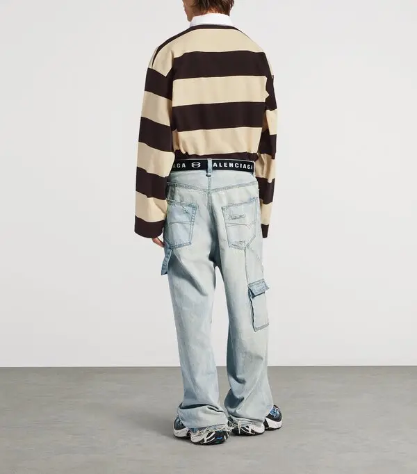 Balenciaga Striped Long-sleeve Polo Shirt - Red