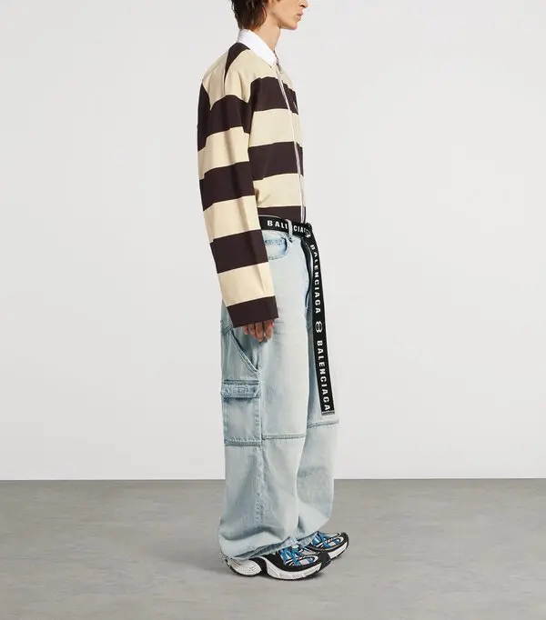 Balenciaga Striped Long-sleeve Polo Shirt - Red
