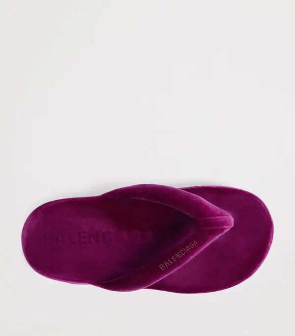 Balenciaga Velvet Jet Lag Flatform Flip Flops - Pink