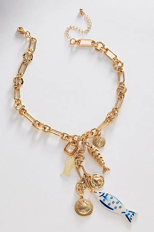 Anthropologie Ceramic Charm Necklace - Multi