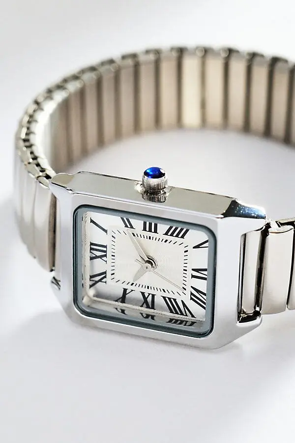 Anthropologie Square Stretch Watch With Gold-plated Details