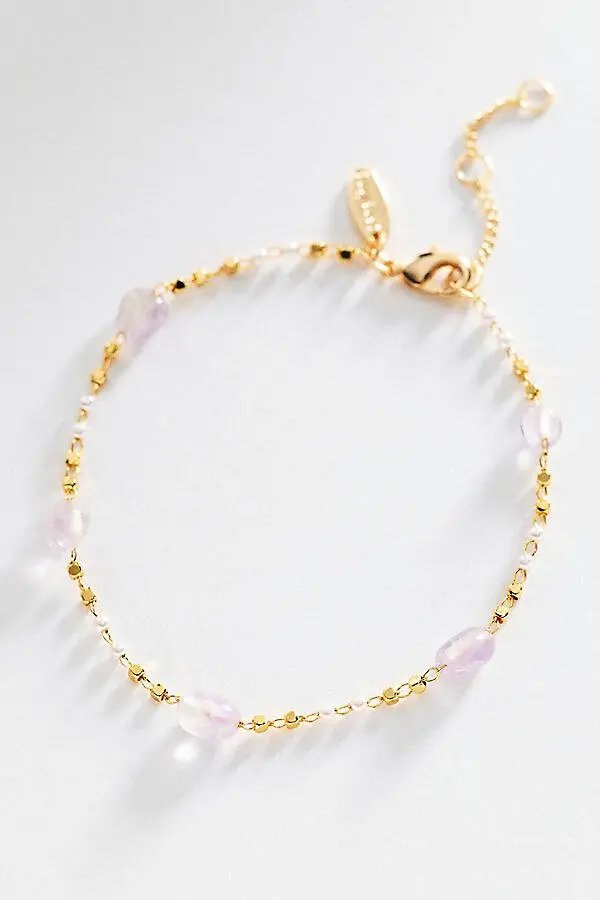 Anthropologie Rawbar Delicate Stone Bracelet - Lilac